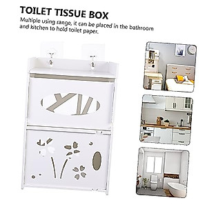 DOITOOL Tissue Box Rack Paper Towel Mount Wall Mounted Paper Towel Roll Holder Makeup Organizer Box Wall Mount Shelves Toilet Tissue Roll Holders Wall Mount Toilet Paper Roll Holder Desk