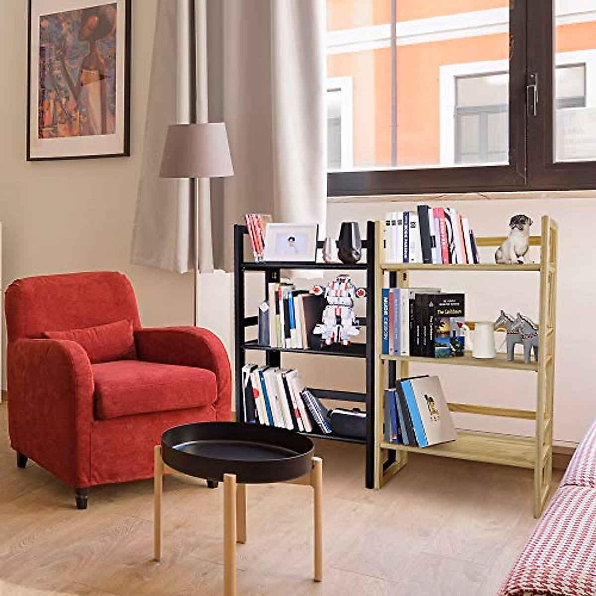 Casual Home 3-Shelf Folding Student Bookcase (20.75" Wide)-Natural