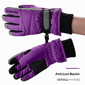 TRIWONDER Ski Gloves Kids Cold Weather Winter Warm Gloves Windproof Thermal Fleece Outdoor Snowboard Snow Gloves Mittens for Boys Girls Children (Purple, S (6-7 Years Old))