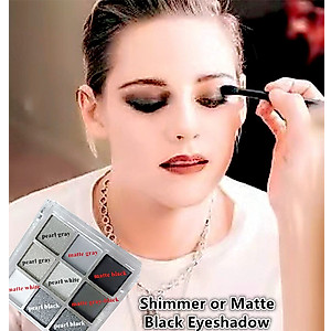 Go Ho Black/Silver Smokey Eyeshadow Palette,White Eye Black Eye Shadow Palette,9 Colors Matte&Shimmer Eye Makeup Palette,Grey White Eyeshadow Makeup,Waterproof Cool Shades Eyeshadow Palette