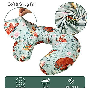 Nursing Pillow Cover & Baby Blankets, Woodland Breastfeeding Pillow Cover Boys Girls, Super Soft Throw Blanket 30 x 40 Inches