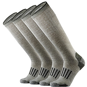 ONKE Men's Merino Wool Cushion Over the Calf Socks Heavyweight OTC Knee High Hiking Hunting Thermal Winter Western Work Boots(Black XL)