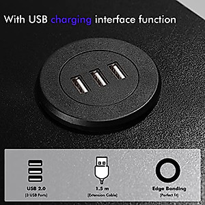 PrimeZone Modern Nightstand with 3 USB Ports - Waterproof Bedside Table with Cabinet & Open Storage, End Side Table Furniture for Bedroom, 16" D x 18" W x 24" H, Black