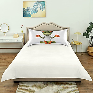 Oyihfvs Funny Cute Green Frog Sitting Wearing a White T-Shirt Sunglasses Silky Satin Pillowcase for Hair and Skin, Soft Bed Pillow Cover, Decorative Silk Pillow Cases, Standard Size 20x26 inches