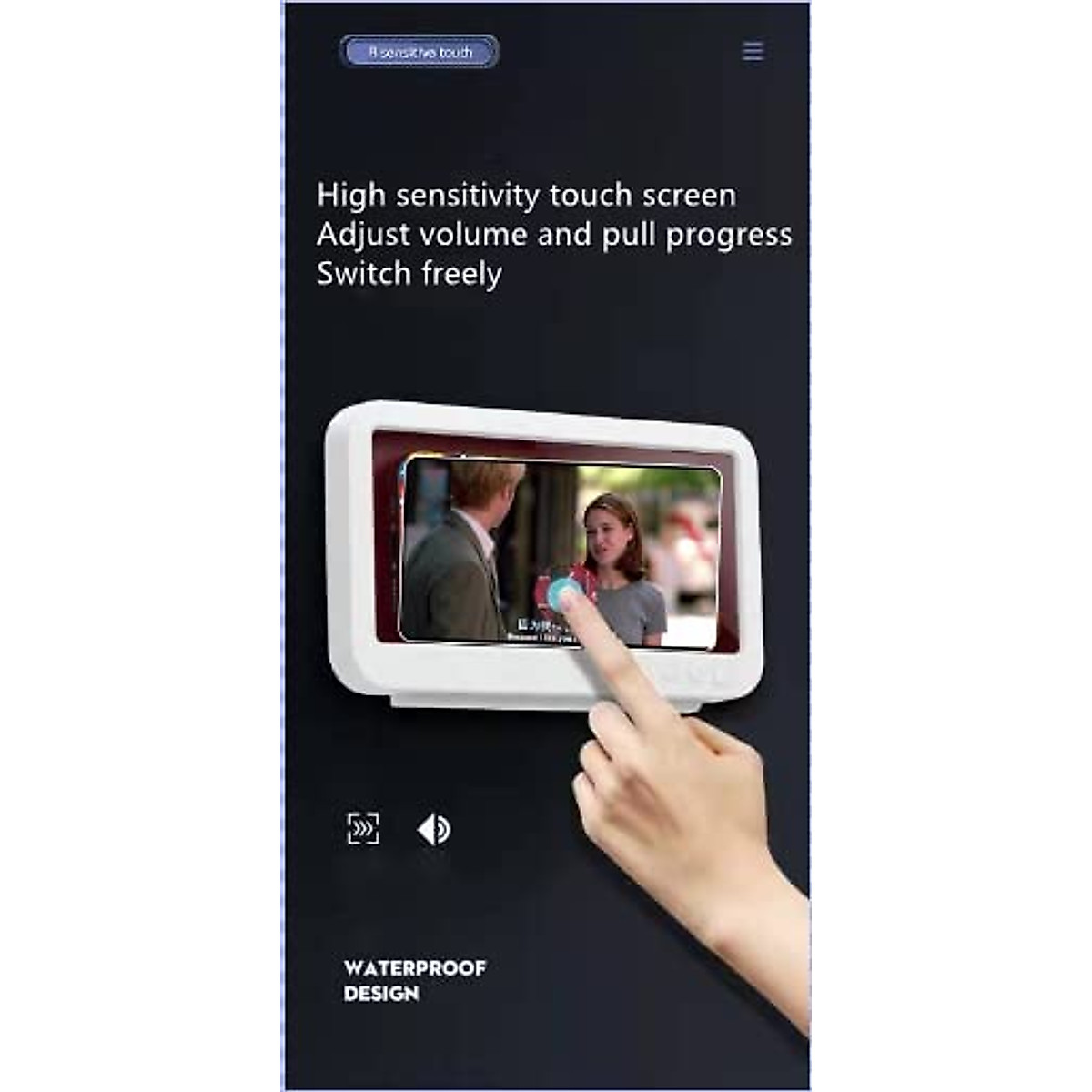 Profitsrollin Waterproof Shower Phone Holder,360° Rotation Shower Phone Case, Anti-Fog High Sensitivity Cover Mount Box for Bathroom Wall Mirror Bathtub Kitchen, Universal Phones Under 7 inch (White)