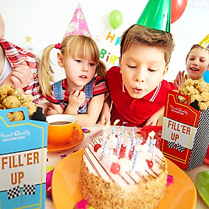 Outus 24 Pieces Race Car Fuel Can Popcorn Treat Boxes Racing Birthday Party Supplies Candy Cookie Container For Baby Shower, Bridal Shower, Race Car Theme Party Favors Decoration