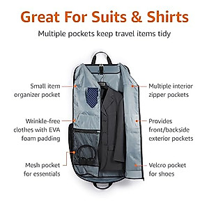 Amazon Basics Carry-On Garment Bag for Travel and Business Trips with Shoulder Strap - Navy