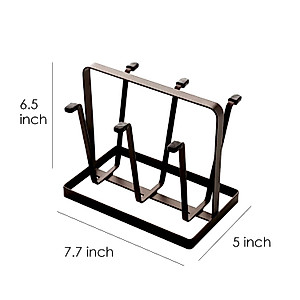 Bottle Drying Rack, Metal 6 Cup Mug Holder Silicone Protective Hooks Non-Slip Bottle Drying Holder Tree for Glasses, Coffee Mug Holder (Coffee Black)