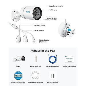 REOLINK CX410 2K PoE Security Camera Outdoor with F1.0 Aperture, True Color Night Vision, 1/1.8" Image Sensor, Adjustable Warm Light, Human/Vehicle/Pet Detection, Built-in Siren, 2-Way Talk