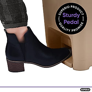 Superio Slim Step On Trash Can 6.5 Gallon, Beige Waste Bin with Foot Pedal Lid 26 Liter, Kitchen, Under Desk, Office, Bedroom, Bathroom