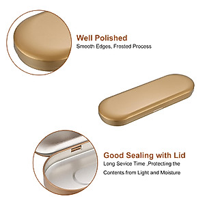 uxcell Metal Tin Box Containers, 5Pcs 6.9x2.4x0.7 Inch Golden Rectangular Empty Hinged Tins Box Home Organizers for Pen Makeup Brushes