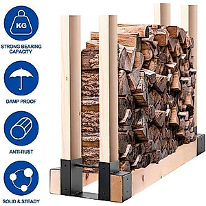 WANLISELL Firewood Log Bracket, 2 Pack Outdoor Firewood Rack Brackets Kit, Adjustable Log Rack Holder for Wood Storage