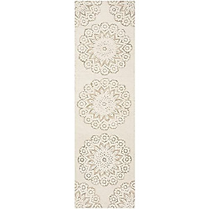 SAFAVIEH Blossom Collection 2' 3" x 6' Ivory/Beige BLM108B Handmade Premium Wool Entryway Foyer Living Room Bedroom Kitchen Runner Rug