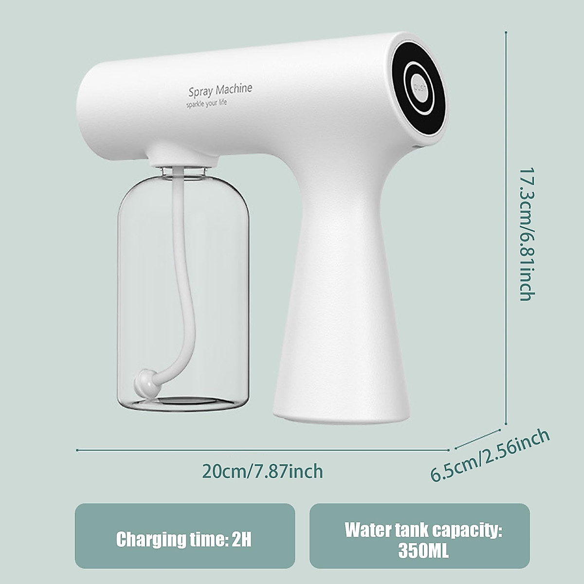 Atomizer Sprayer with Blue Light,Electric Atomizer Handheld 350ml Disinfecting Fogger,Handheld Humidifier 2 Modes Adjustable Fogger Machine, Rechargeable Electrostatic Sprayer for Kitchen, Bathroom