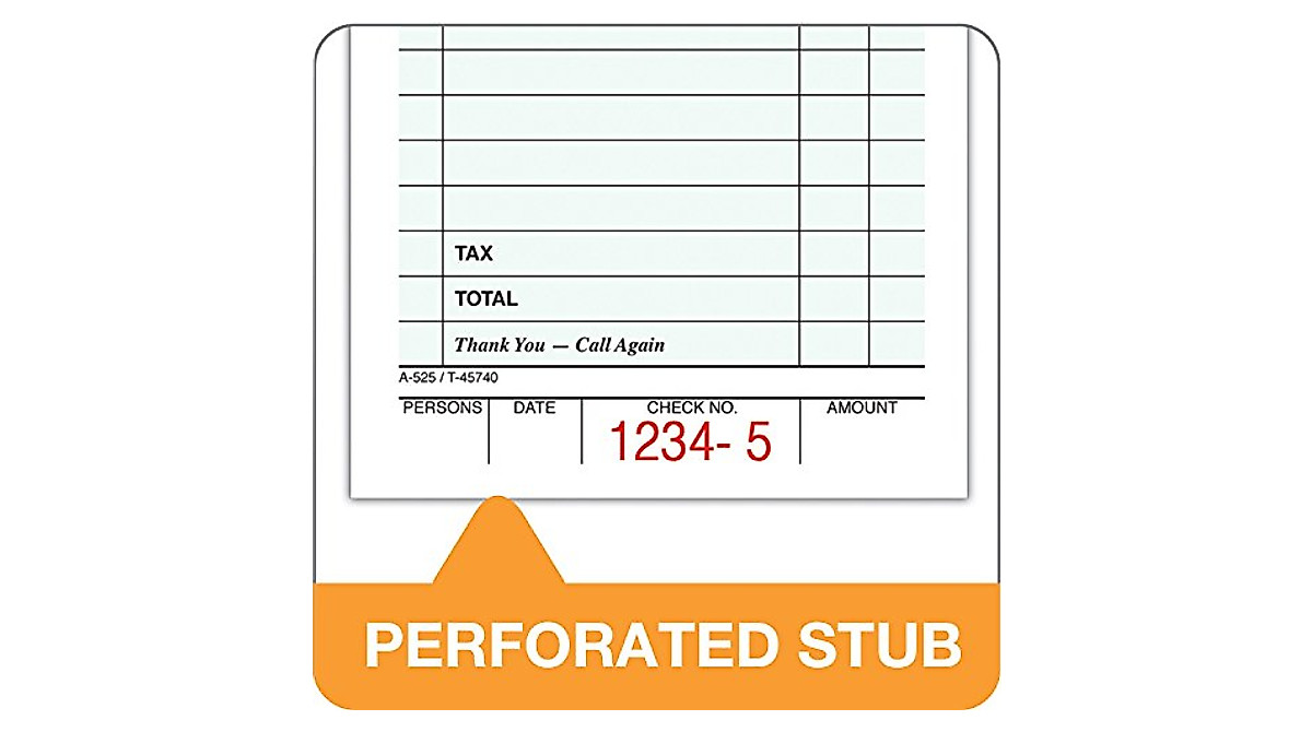Adams Single Part Perforated Guest Check Pads, 5 Pads