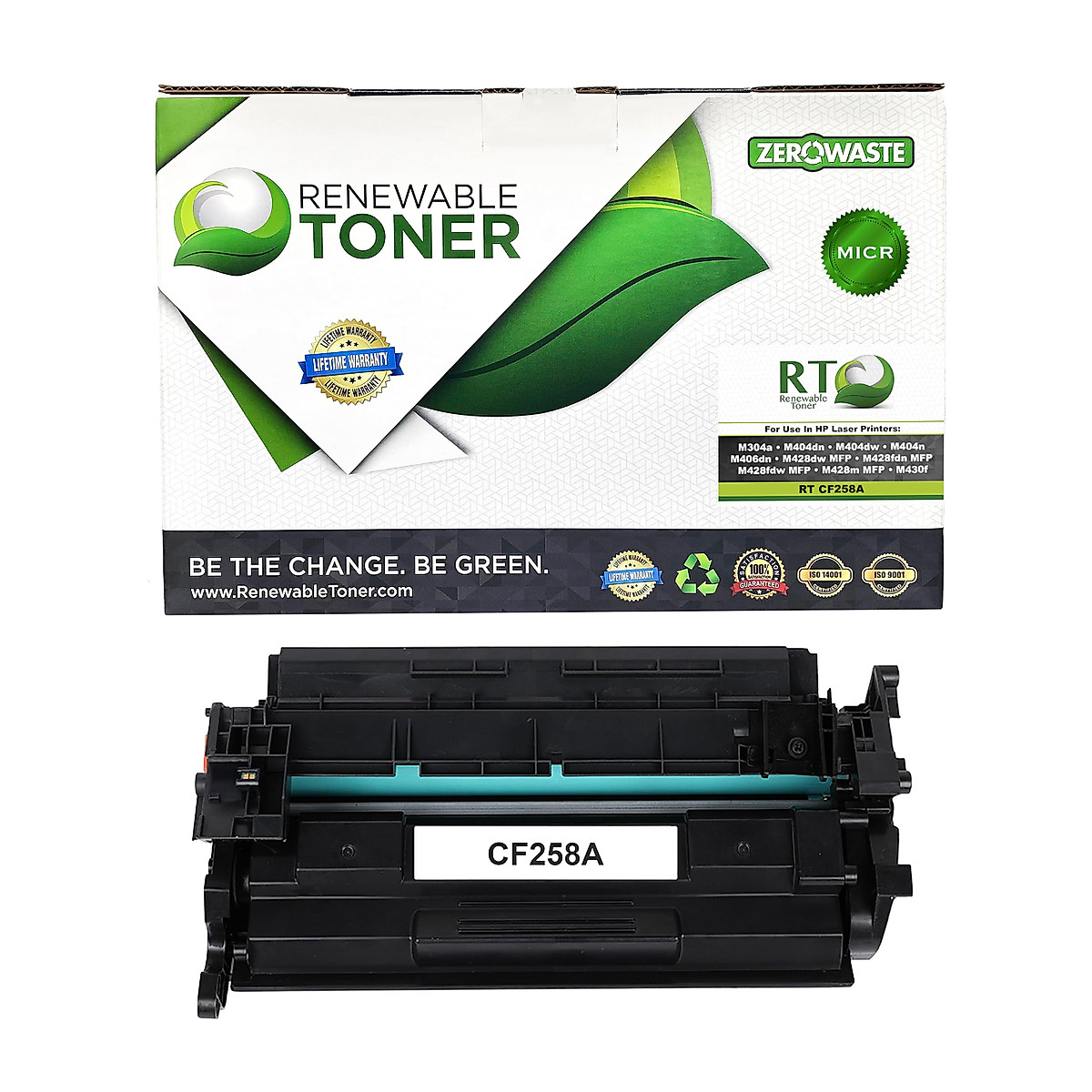 RT Compatible CF258A MICR Ink Replacement for HP 58A | Works with HP Printers M404dn M404dw M404n M406dn M428dw MFP M428fdn M428fdw MFP M430f Check Printer (with Bypass Chip)