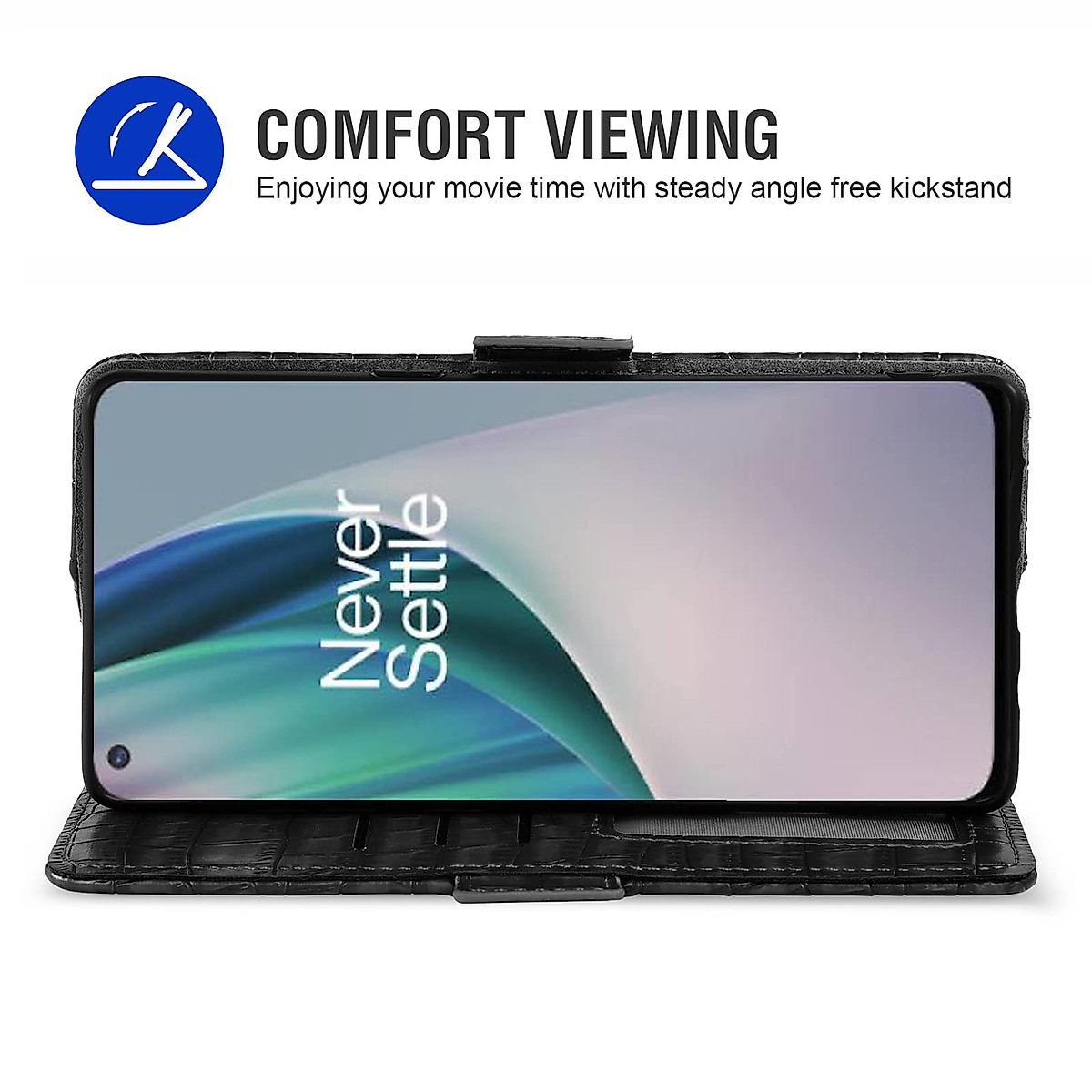 Asuwish Compatible with OnePlus Nord N10 5G Wallet Case with Tempered Glass Screen Protector and Flip Card Holder Stand Cell Phone Cover for One Plus N 10 G5 1 Plus 10N 1plus One+ 1+ N105G Women Black