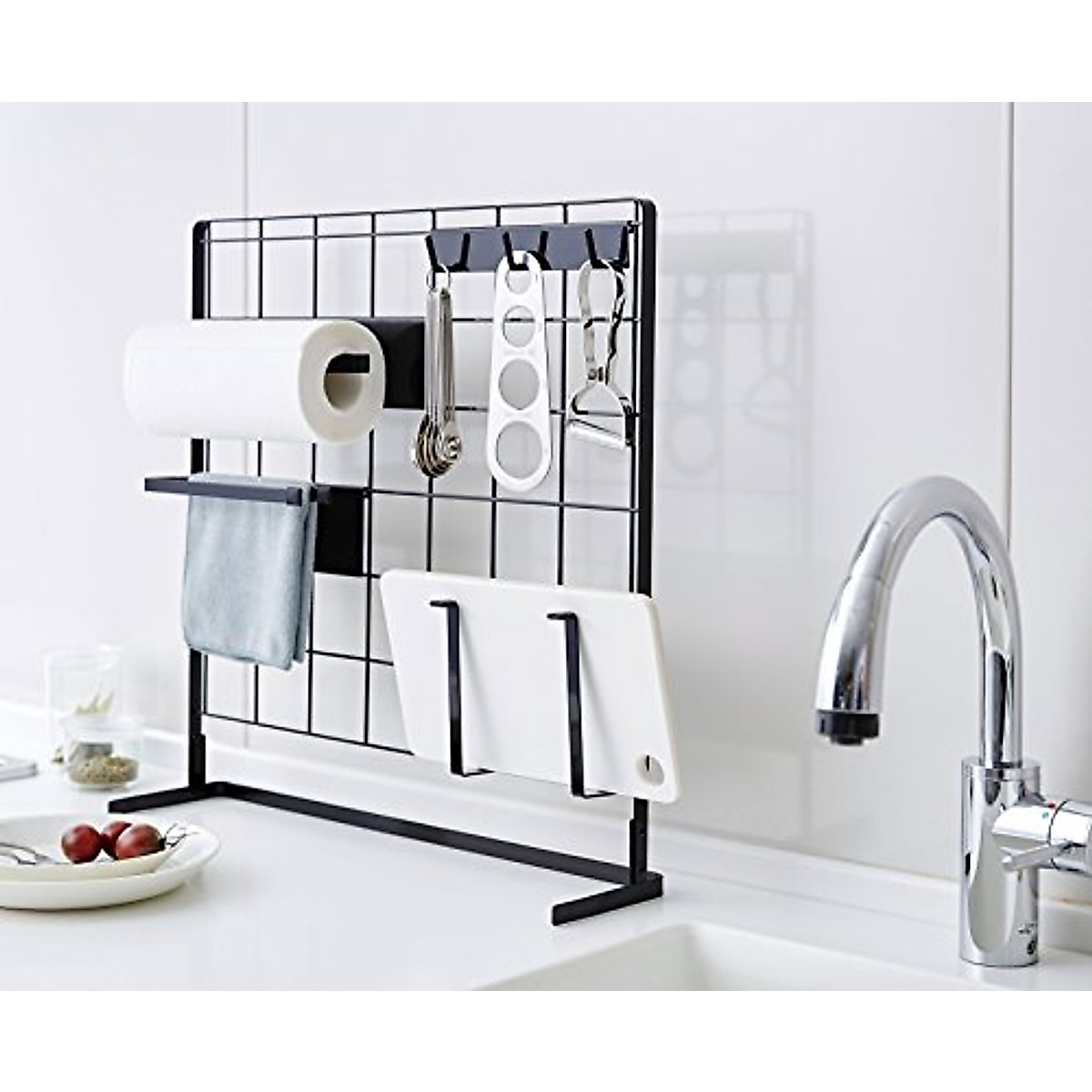 Yamazaki Home Grid Panel Organizer and Accessories-Wall Storage Decor, One Size, Black