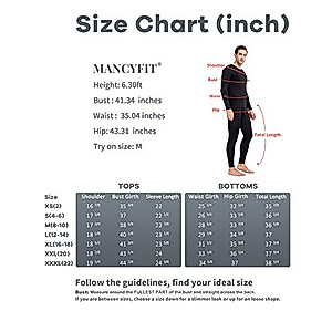 MANCYFIT Thermal Underwear for Men Long Johns Set Fleece Lined Ultra Soft (Black, Large)