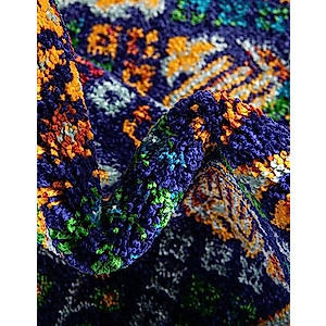 Unique Loom Calypso Collection Area Rug - Trinidad (4' x 6' Rectangle, Navy Blue/ Green)