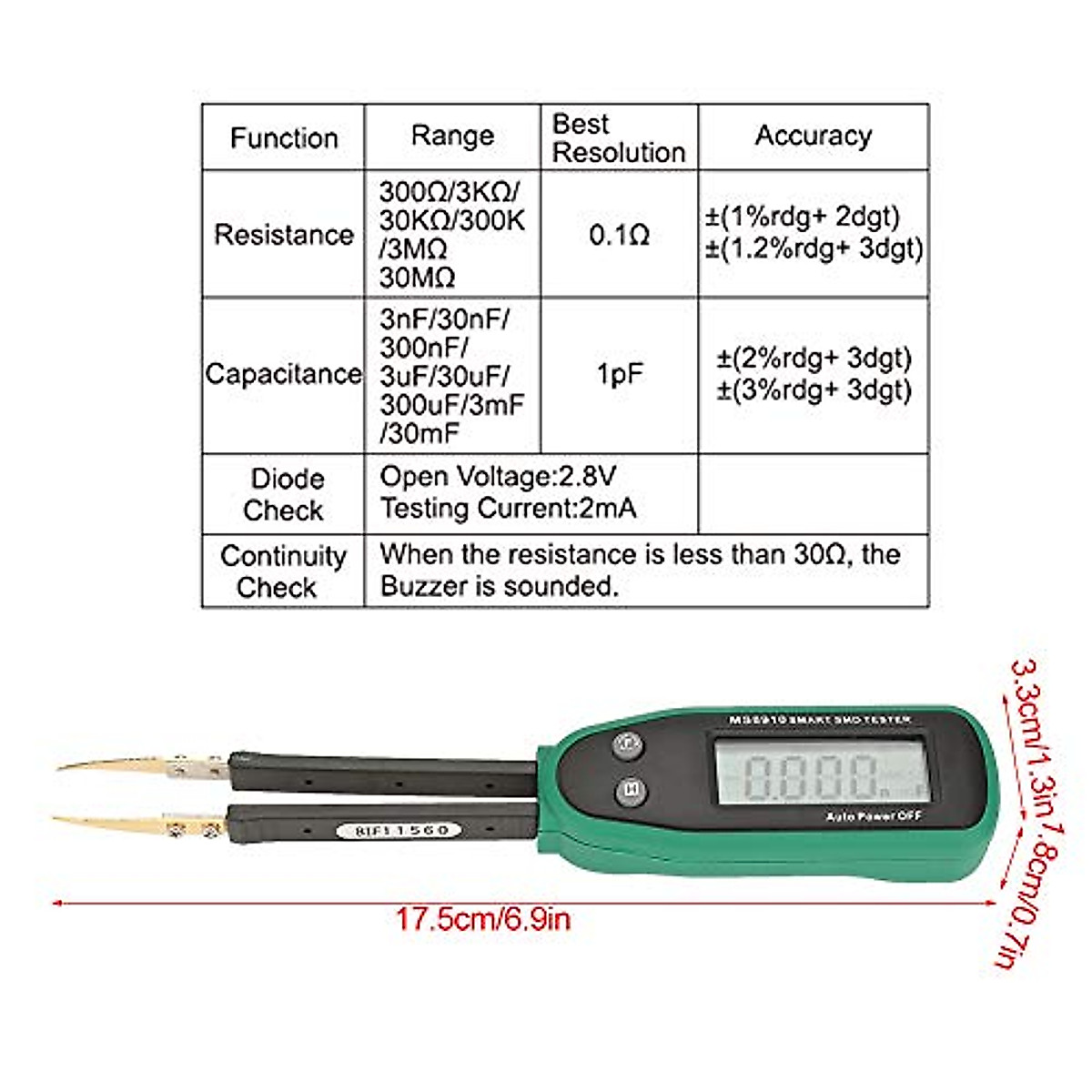 Resistance Tester Resistance Capacitance Meter MASTECH MS8910 Resistance Capacitance Meter SMD Tester