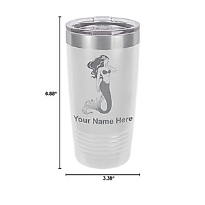 LaserGram 20oz Vacuum Insulated Tumbler Mug, Mermaid, Personalized Engraving Included (White)