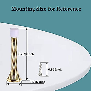 GLOBIZ 15 Pack Spring Door Stops Bright Brass 3-1/3”Heavy Duty Door Stops with Flexible Rustproof Spring Steel Wire and Durable Rubber Bumper Tips Noise Absorption Protect Door and Knob