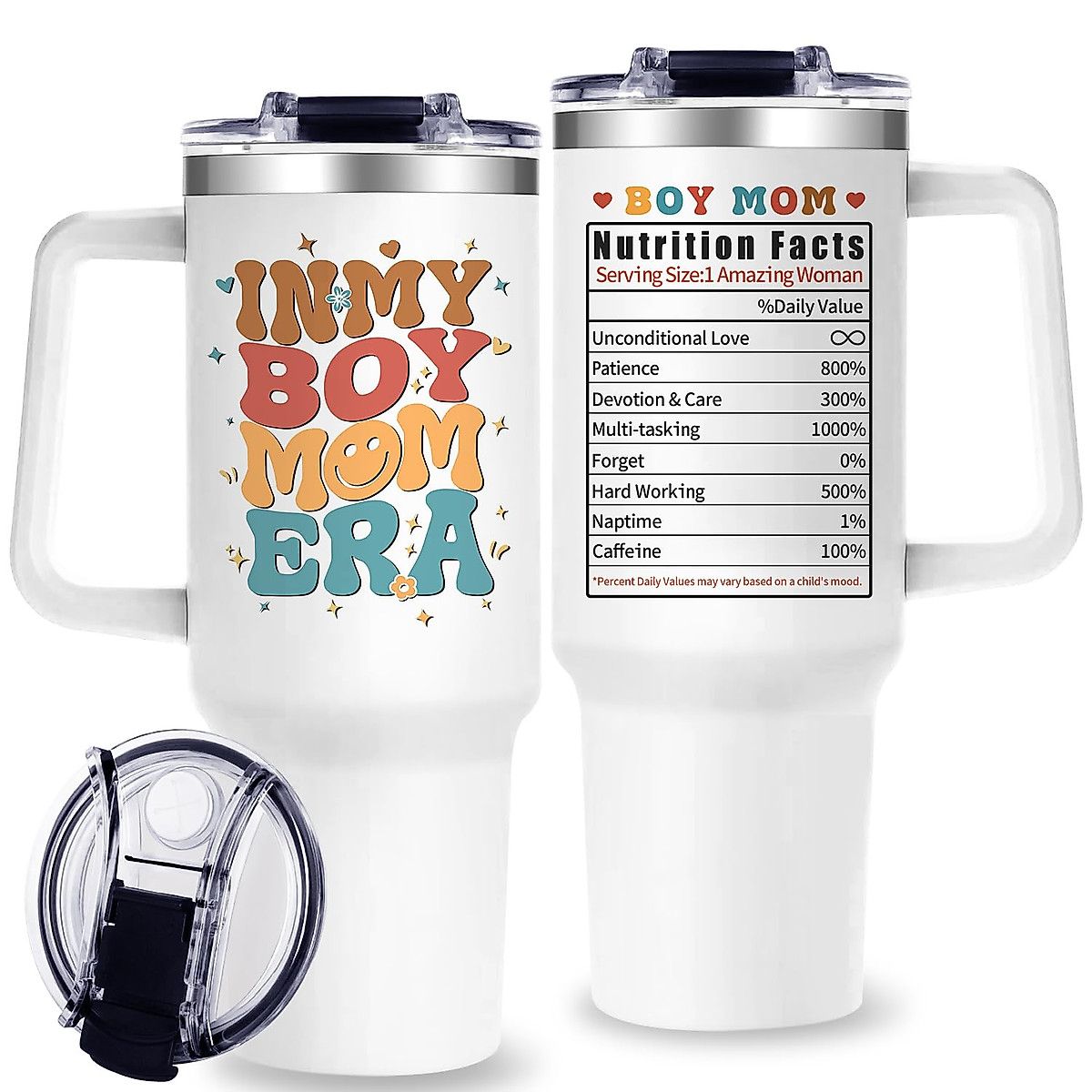 OneGemn Boy Mom Tumbler with Handle, Boy Mom Gifts for New Mom - 40 oz In My Boy Mom Cups Tumbler with Lid and Straw - Boy Mom Gifts for Mothers Day Birthday Christmas Gifts for Boy Mom