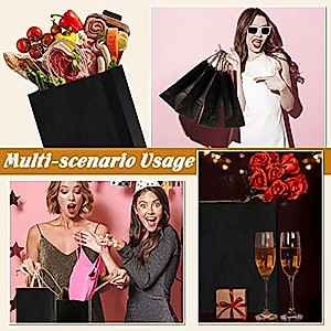 24 Set Gift Bags with Tissues Paper Kraft Favor Bags Goodie Bags Birthday Party Paper Bags for Wedding Baby Shower Christmas Party Supplies (Black)