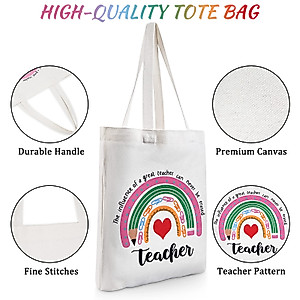 Homlouue Teacher Gifts for Women Teacher Appreciation Gifts Teacher Tote Bag Canvas Teacher Bag Rainbow Bag for Teacher Graduation Birthday Thanksgiving Christmas