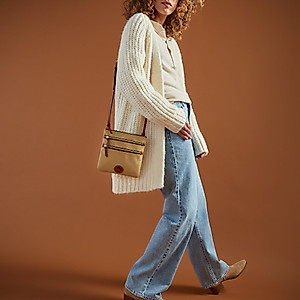 Dooney & Bourke Women's Nylon North South Triple Zip Crossbody in Lightweight Nylon, Small Handbag with Adjustable Shoulder Strap, Khaki