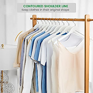 Nature Smile Solid Gugertree Wood Shirt and Dress Hangers with Notches with Antirust Chrome Hook Pack of 10 (White)