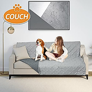 2 Packs Waterproof Dog Blankets Washable for Large Dog, All-Round Protector for Pets, Soft Reversible Dog Blankets Anti Scratches Dirty for Bed Couch Sofa Furniture (54"×82", Light/Dark Grey)