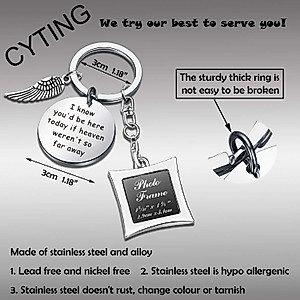 CYTING Wedding Bouquet Photo Charm I Know You'd Be Here Today If Heaven Weren't So Far Away Memorial Photo Frame Keychain Remembrance Jewelry Bridal Shower Gift (I know you'd be here today)