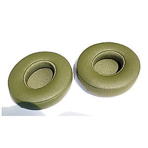 Memory Foam Ear Pads - Protein Leather Replacement Parts Compatible with Beats Solo 2.0 / Solo 3.0 Wireless/Wired On Ear Headphone(1 Pair) (Army Green)