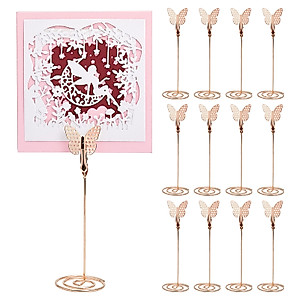 CHGCRAFT 12PCS Butterfly Table Number Holders Place Card Holder Photo Holders for Tables Cards Stand Name Menu Clips Table Sign Holders for Wedding Anniversary Birthday, Silver