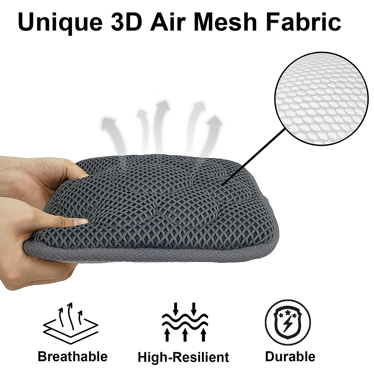 Esme L&H 12 Inch Kids Chair Pads with Ties Breathable 3D Air Mesh Chair Cushion Square Seat Cushion for Kids Chair/School Chair/Wood Chairs