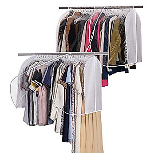 SLEEPING LAMB Extra Large Hanging Garment Rack Cover Storage with Clear PVC Window Dust Shoulder Cover Clothes Dress Suits Coat Protectors for Closet, 2 Packs, White