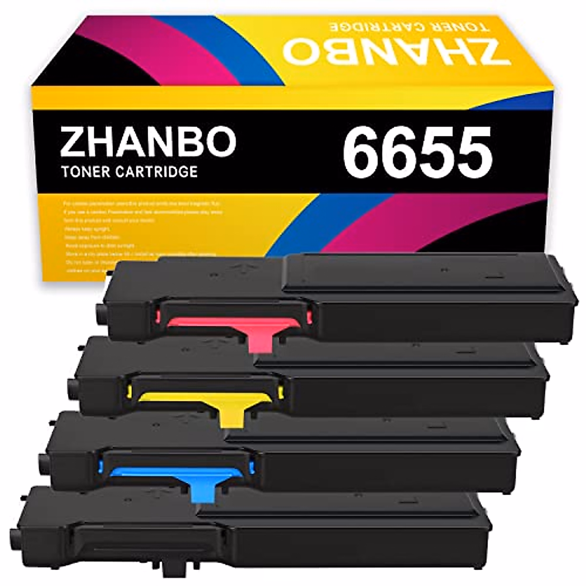 ZHANBO 4PK Remanfactured 6655 (106R02744 106R02745 106R02746 106R02747) High Yield Toner Cartridge Replacement for Xerox WorkCentre 6655 6655i