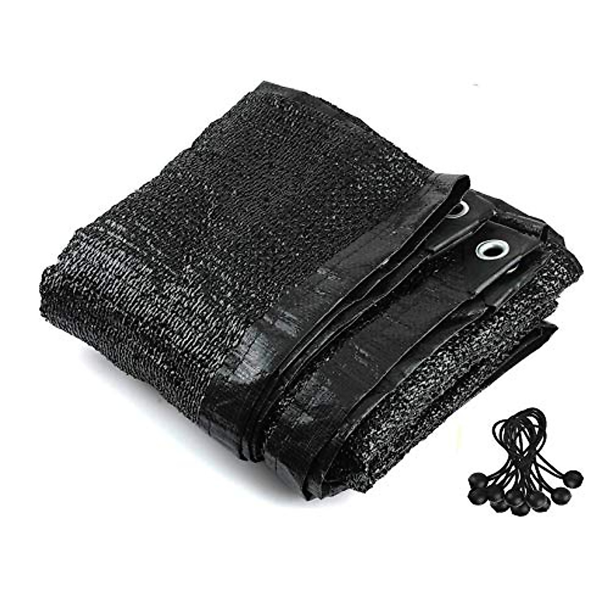 smartelf Shade Cloth 70% Sunblock Shade Cloth Net 6.5 ft x 10 ft - Black Bulk UV Resistant Fabric Mesh for Greenhouse Shade Cloth Taped Edge with Gromments Included 10pcs 6" Ball Bungee