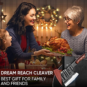 Dream Reach Newest Meat Bone Cleaver Knife for Meat Cutting,Handmade Heavy Duty Butcher Knife with Sheath, Hand Forged Full Tang Chopper for Kitchen, Outdoor Cooking and BBQ