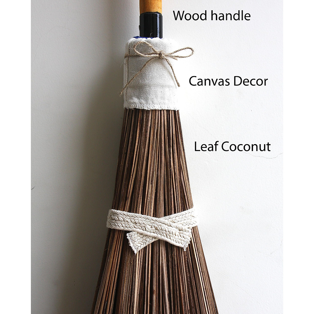 Nekenky Coconut Broom - 55 Inches Length, Heavy Duty Broom, Garden Broom, Natural Broom, Outdoor Broom, Garage Broom, Hard Floor Broom, Outdoor Brooms for Sweeping Patio