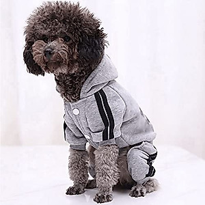 Pet Cat Dog Cute Outfit Clothes Hoodie Jumpsuit Tracksuit Jacket Winter Sweater 4-Legs Style Grey for Puppy Small to Medium Dogs Boy and Girl (X-Large)