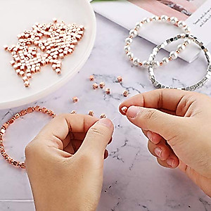 3000 Pieces Assorted Spacer Beads Include 1500 Faceted Rondelle Cube Spacer Column Bead, 900 Round Ball Spacer Bead, 600 Square Spacer Bead Charm Loose Bead for DIY Jewelry (Gold, Sliver, Rose Gold)