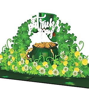 St Patricks Day Pop Up Cards by 22CRAFT - Clover St Patricks Pop Up Card 6"x 8" - 3D St Patricks Day Cards, Saint Patrick's Pop Up Cards for Family, Friend, Husband, Wife, Her, Him, Kids