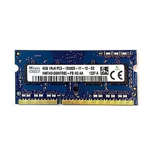 Hynix 4GB DDR3 1600MHz PC3-12800 204-Pin Non-ECC Unbuffered CL11 SoDIMM Single Rank Laptop Memory HMT451S6MFR8C-PB