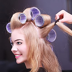 KHTD Hair Rollers Curlers for Long Hair,Large Self-Grip Hair Rollers Set including 27 Curlers, 12 Duckbill Clips, with Comb, Hairdressing Curling Tools(9 Jumbo+9 Large+9 Medium)