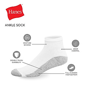 Hanes mens Double Tough Ankle Socks, 12-pair Pack Casual Sock, Black, 12 14 US