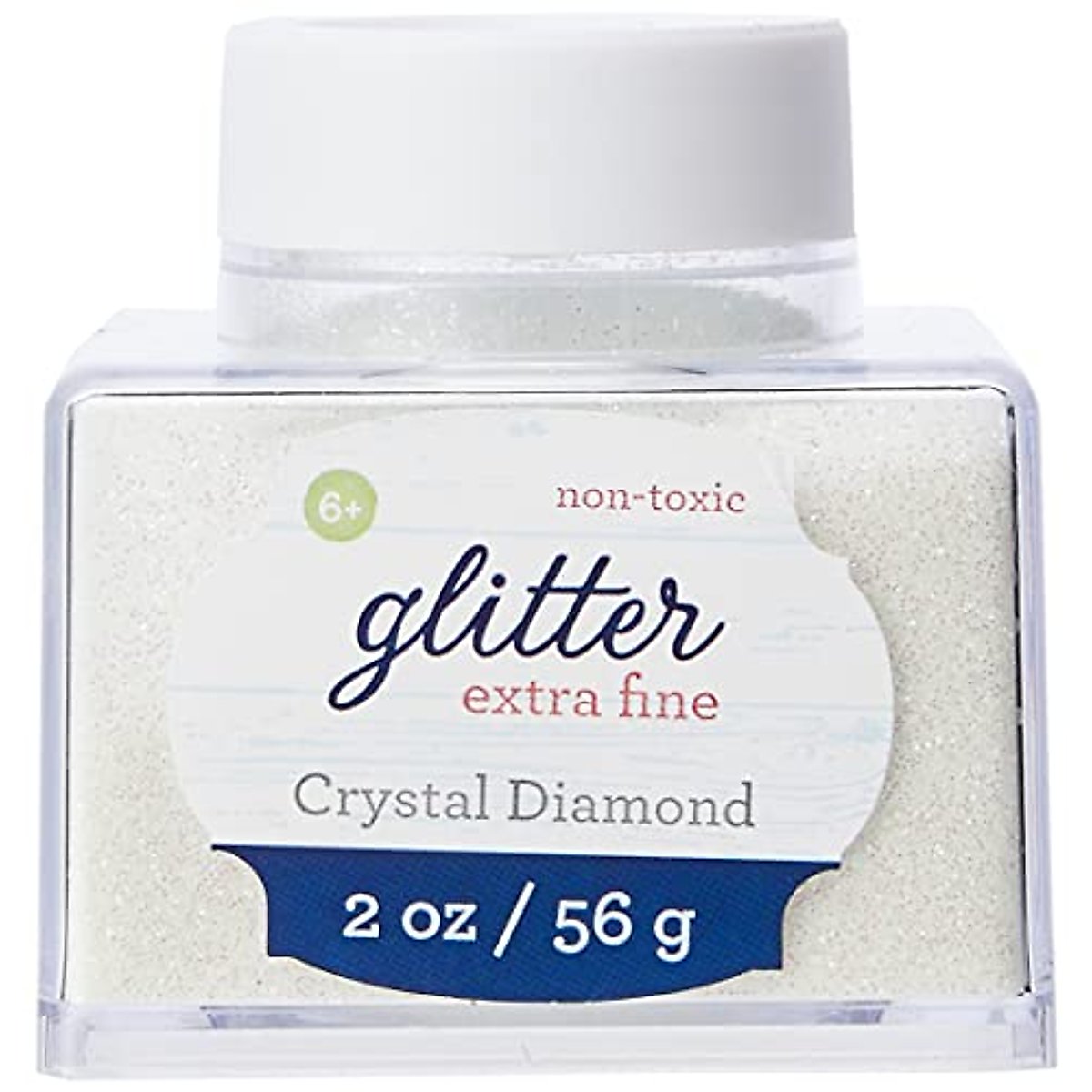 Sulyn Extra Fine Crystal Diamond Glitter Stacker Jar, 2 Ounces, Non-Toxic, Stackable and Reusable Jar, Multiple Slot Openings for Easy Dispensing and Mess Reduction, SUL50860,1 Pack , White