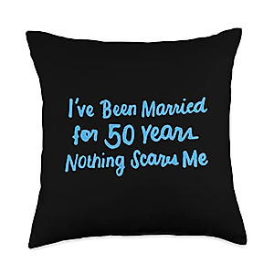Happy 50th Wedding Golden Anniversary Gifts Store Couples Married 50 Years-Funny 50th Wedding Anniversary Throw Pillow, 18x18, Multicolor